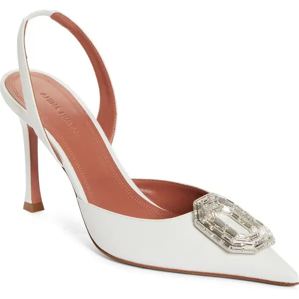 Amina Muaddi Camelia Slingback Pumps - White