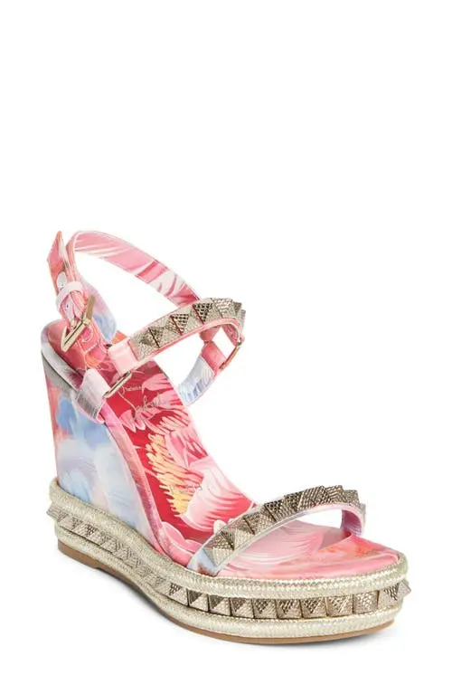 CHRISTIAN LOUBOUTIN Pyraclou Wedge Sandal - Pink Multi