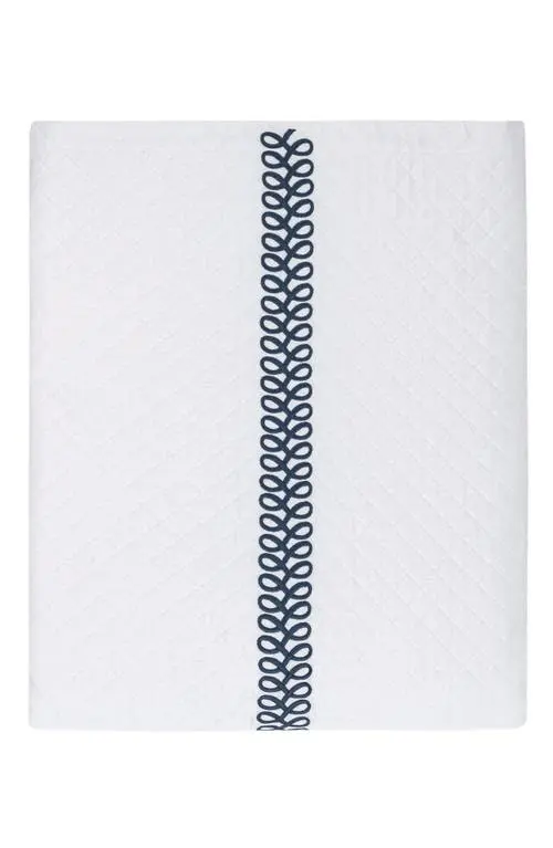 MATOUK Astor Braid Matelassé Coverlet - Indigo