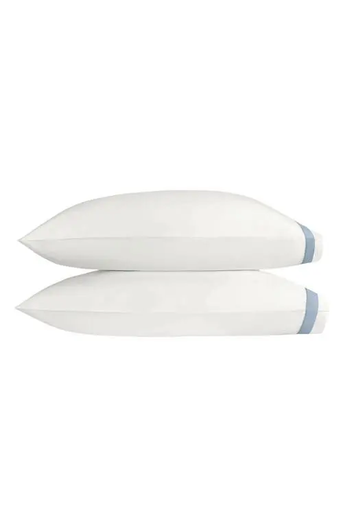 MATOUK Ambrose Set Of 2 600 Thread Count Pillowcases - Bone/ Hazy Blue