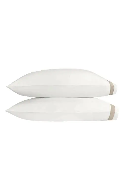 MATOUK Ambrose Set Of 2 600 Thread Count Pillowcases - Bone/ Khaki