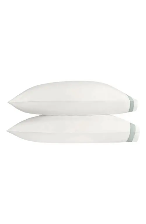 MATOUK Ambrose Set Of 2 600 Thread Count Pillowcases - Bone/celadon