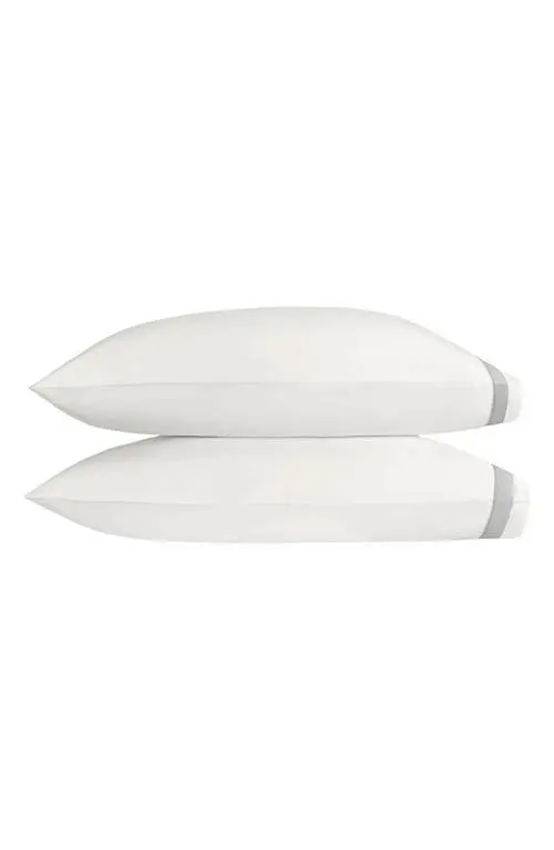 MATOUK Ambrose Set Of 2 600 Thread Count Pillowcases - Bone/silver