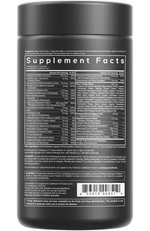 CODEAGE Daily Multivitamins Capsules25+ Vitamins & Minerals - Black