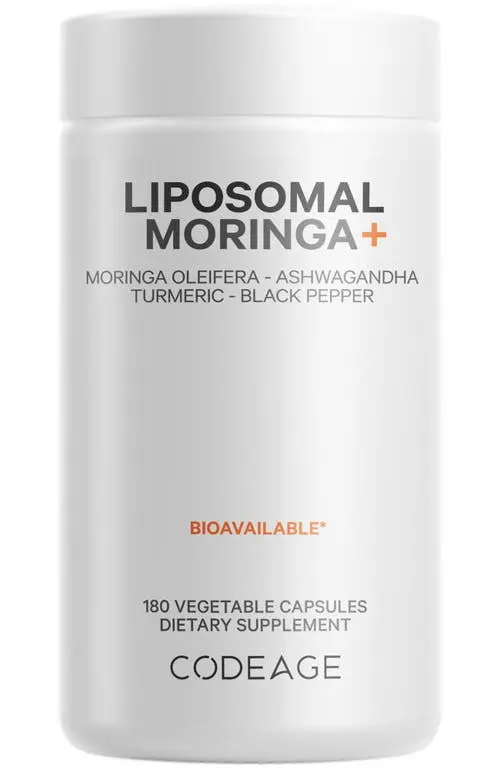 CODEAGE Liposomal Moringa + Turmeric & Ashwagandha Supplement - White