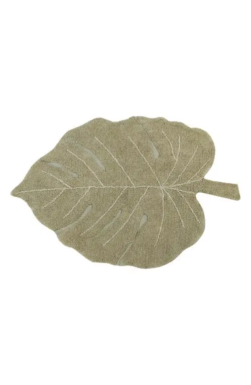 LORENA CANALS Monstera Leaf Washable Area Rug - Olive Natural Honey