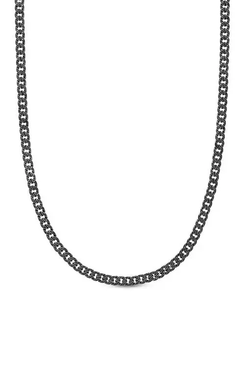 David Yurman Sterling Silver Curb Chain Necklace With Black Diamonds - Sterling Silver/ Black Diamond