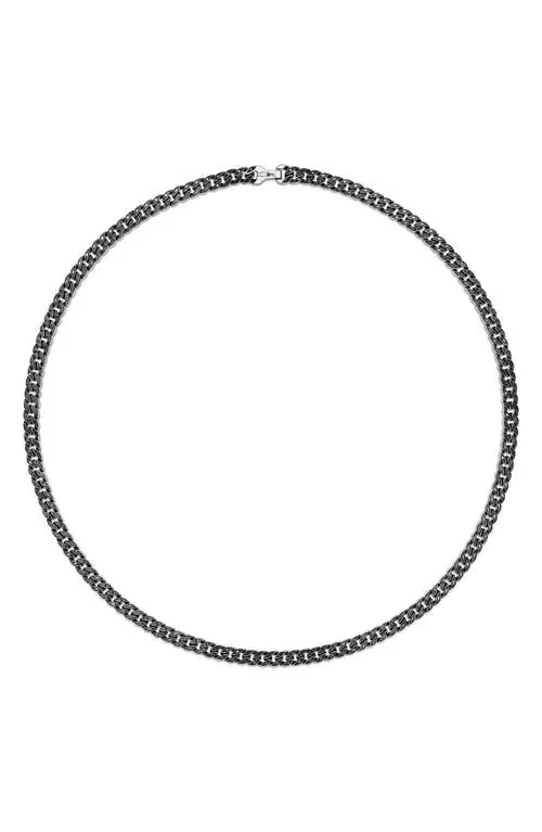 David Yurman Sterling Silver Curb Chain Necklace With Black Diamonds - Sterling Silver/ Black Diamond