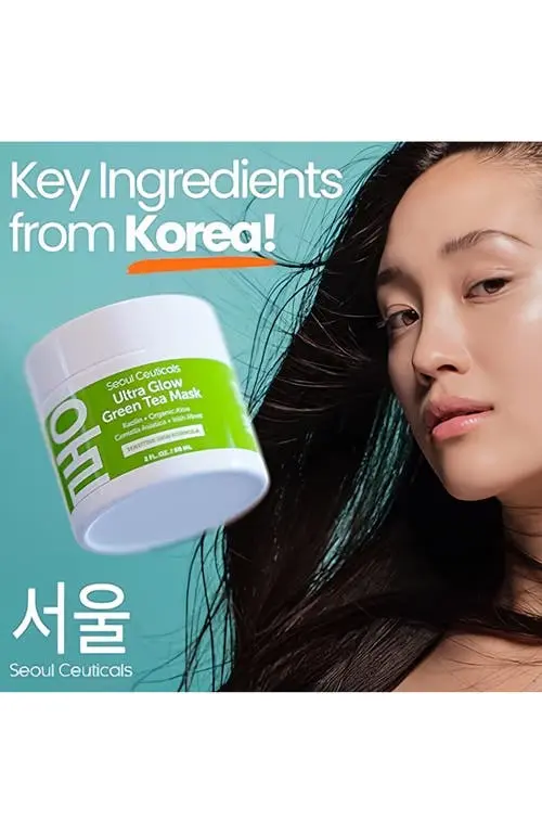 SEOUL CEUTICALS Ultra Glow Korean Skincare Green Tea Mask - Clear