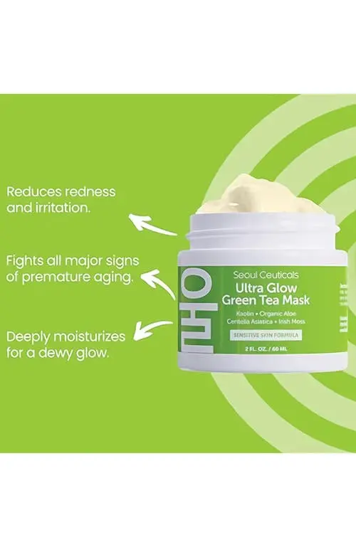 SEOUL CEUTICALS Ultra Glow Korean Skincare Green Tea Mask - Clear