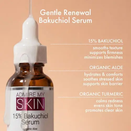ADMIRE MY SKIN 15% Bakuchiol Serum Natural Retinol Alternative - Clear