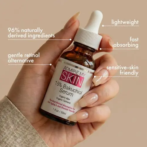 ADMIRE MY SKIN 15% Bakuchiol Serum Natural Retinol Alternative - Clear