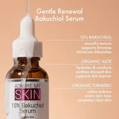 ADMIRE MY SKIN 15% Bakuchiol Serum Natural Retinol Alternative - Clear