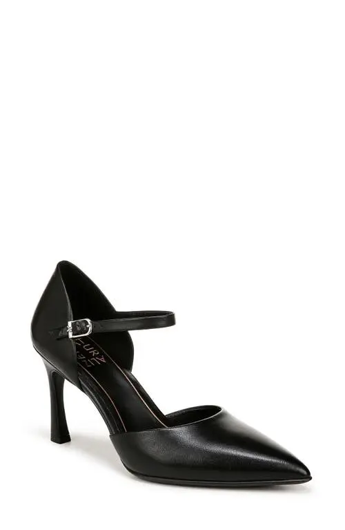 Naturalizer Amber Ankle Strap Pumps - Black Leather