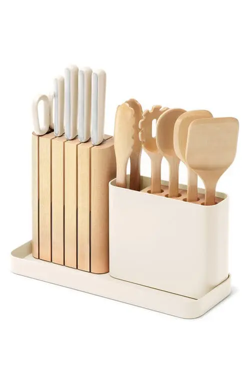 CARAWAY 14-piece Knife & Utensils Prep Set - Cream