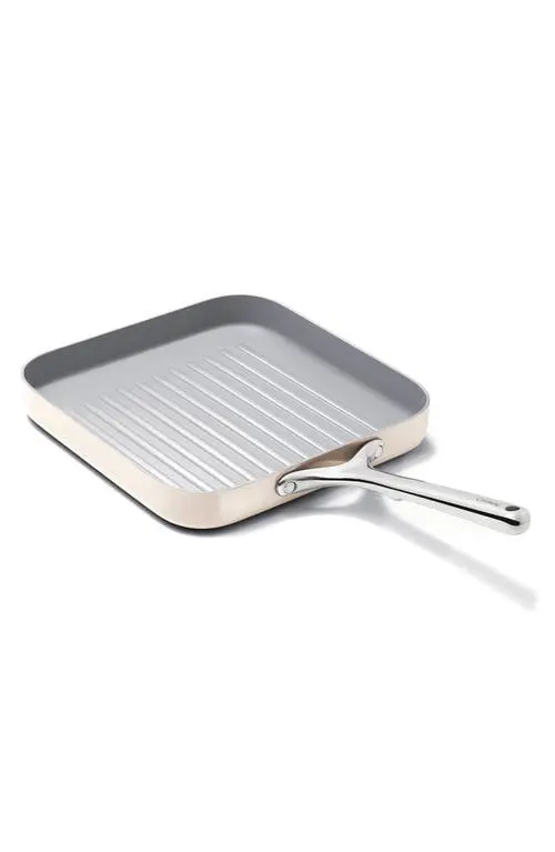 CARAWAY 11" Ceramic Nonstick Square Grill Pan - Cream