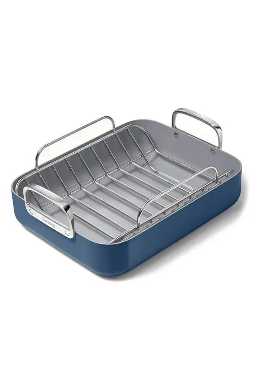 CARAWAY Ceramic Nonstick Roasting Pan & Wire Rack - Navy