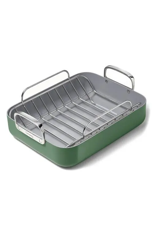 CARAWAY Ceramic Nonstick Roasting Pan & Wire Rack - Sage