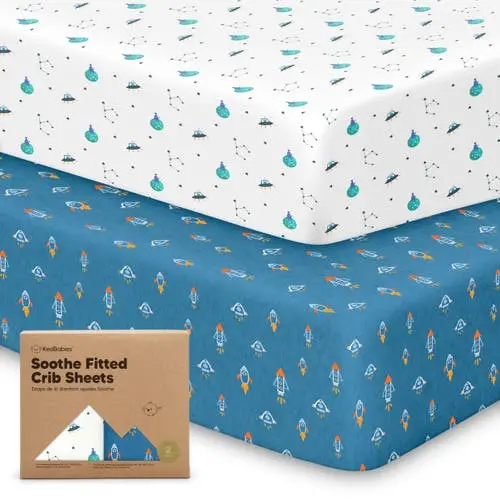 KEABABIES Soothe Fitted Crib Sheet - Space Quest