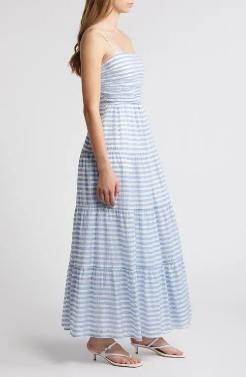 Chelsea28 Textured Stripe Sleeveless Maxi Sundress In Blue Hydrangea- Ivory  Stripe - 44% Off