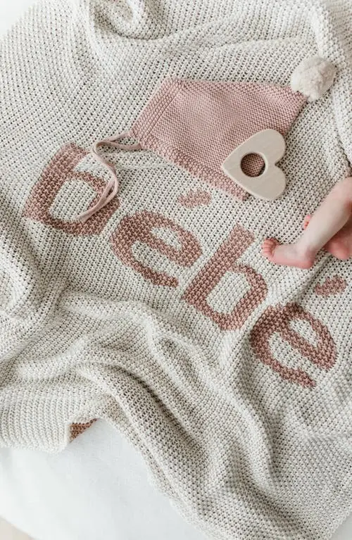 DOMANI HOME Bébé Cotton Blanket - Ivory/ Blush