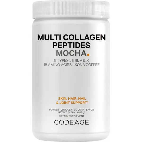 CODEAGE Multi Collagen Peptides Protein Mocha Powder Supplement - White