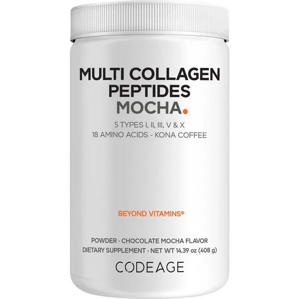 CODEAGE Multi Collagen Peptides Protein Mocha Powder Supplement - White