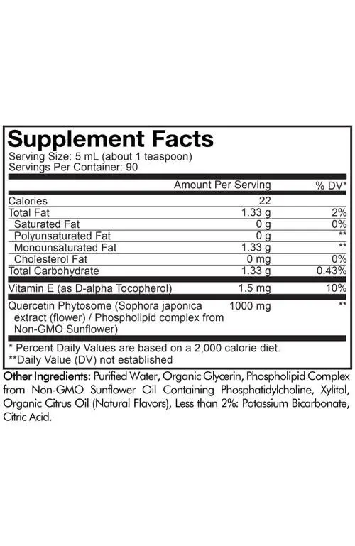 CODEAGE Liquid Quercetin Phytosome + Vitamin E Supplement