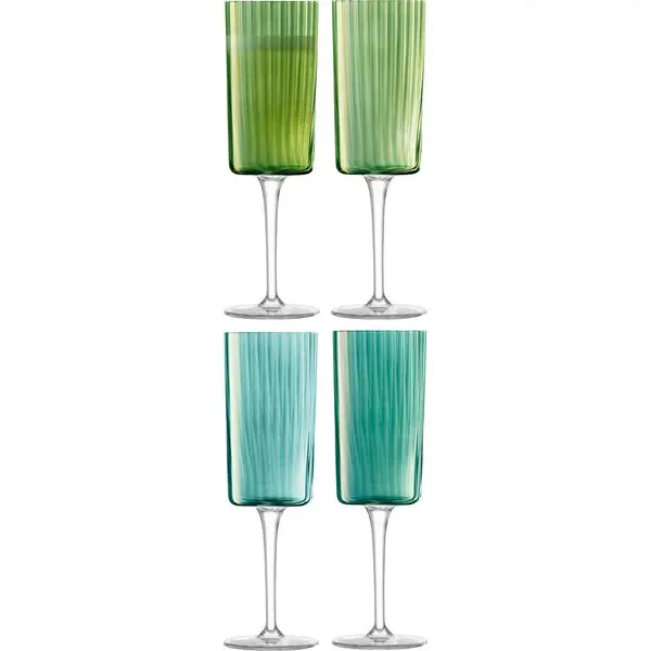 LSA Gems Set Of 4 Champagne Flutes - Green