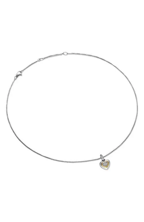 David Yurman Petite Cable Heart Pendant Necklace - Sterling Silver/ Gold