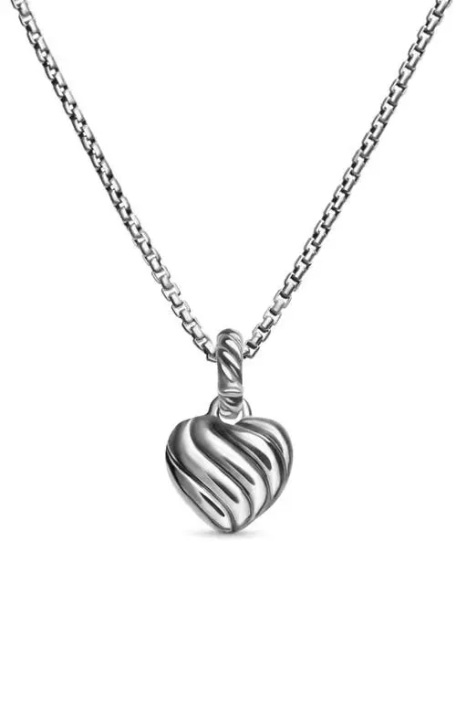 David Yurman Petite Cable Heart Pendant Necklace - Sterling Silver/ Gold