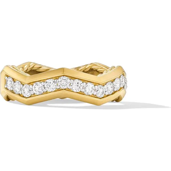 David Yurman Zig Zag Stax™ Ring With Diamonds - 18k Yellow Gold