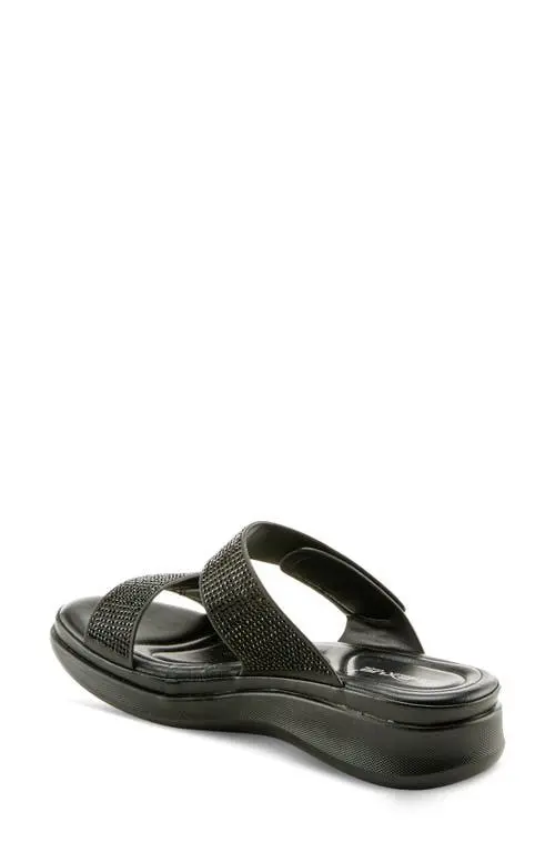 SPRING STEP SHOES Bling Wedge Sandals - Black