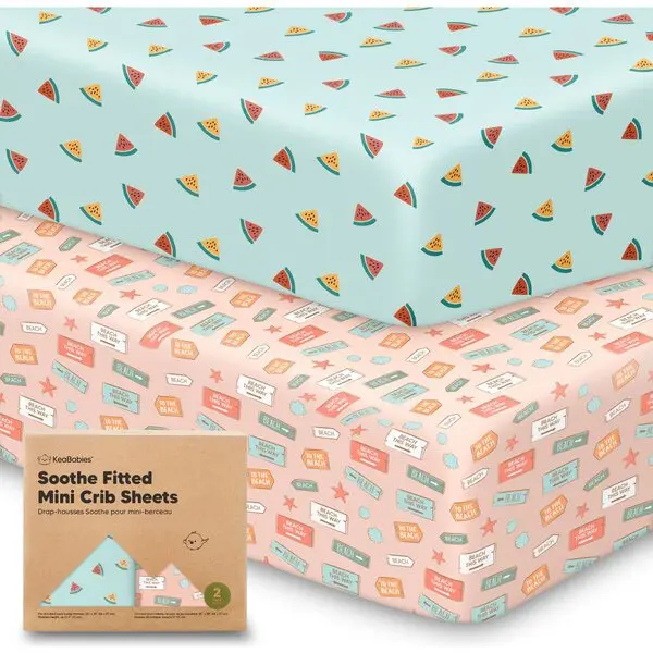 KEABABIES Soothe Fitted Mini Crib Sheet - Beach Day