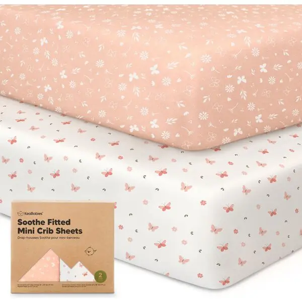 KEABABIES Soothe Fitted Mini Crib Sheet - Butterflies