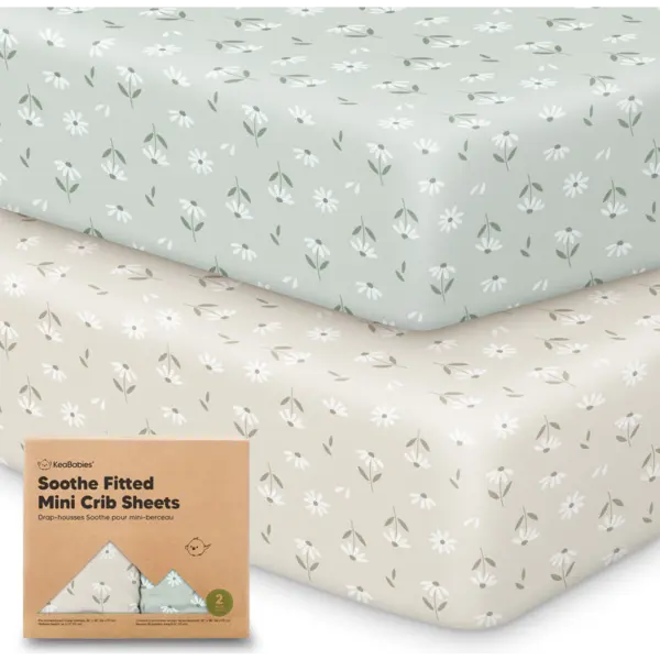 KEABABIES Soothe Fitted Mini Crib Sheet - Daisies