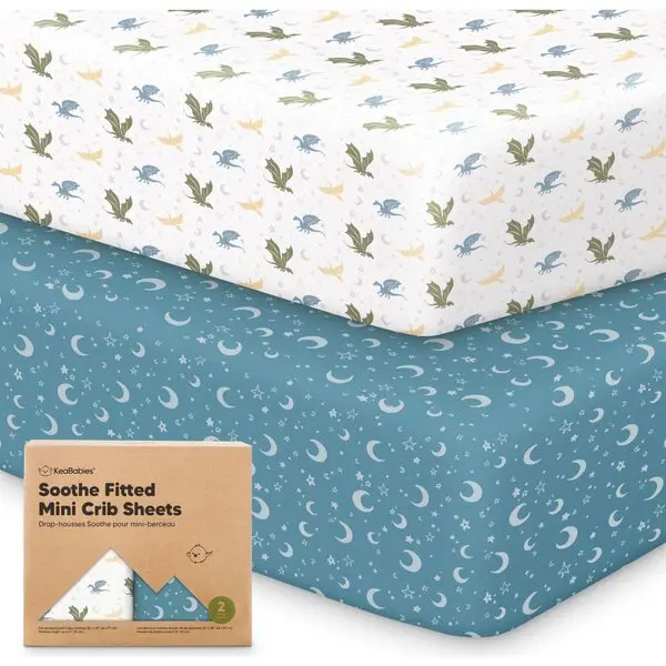 KEABABIES Soothe Fitted Mini Crib Sheet - Dragon Tale