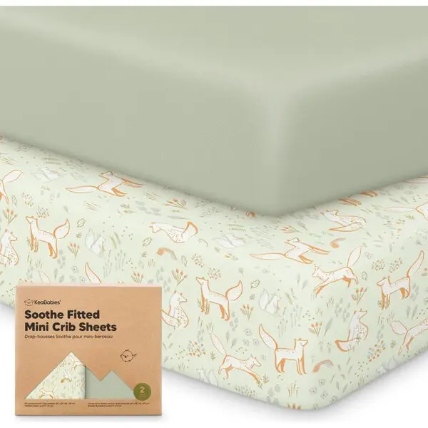 KEABABIES Soothe Fitted Mini Crib Sheet - Foxtrot