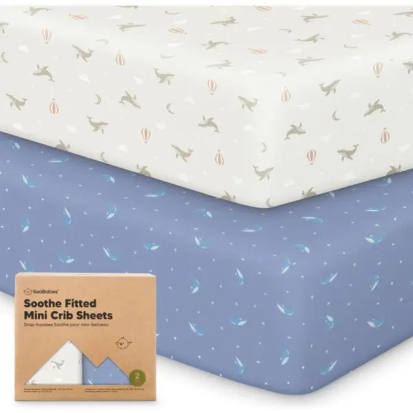 KEABABIES Soothe Fitted Mini Crib Sheet - Marine Muse