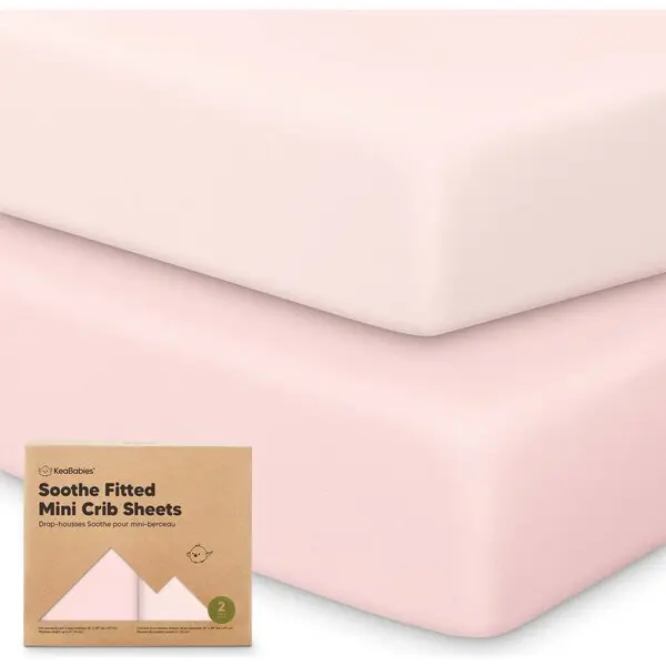 KEABABIES Soothe Fitted Mini Crib Sheet - Mist Rose