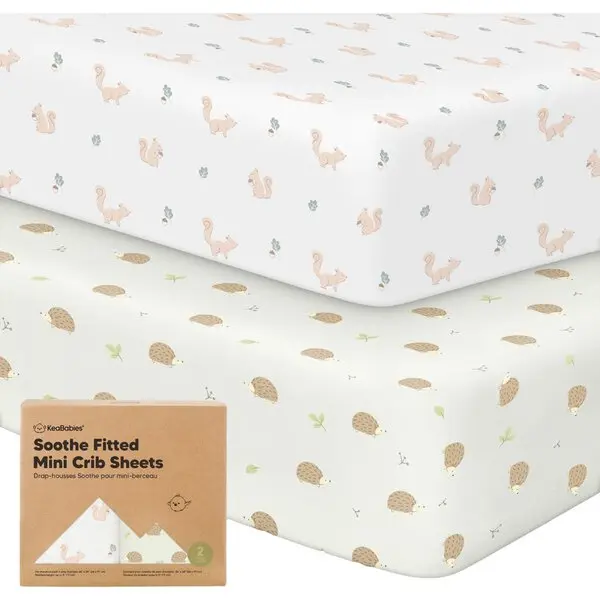 KEABABIES Soothe Fitted Mini Crib Sheet - Nibbles/bruce
