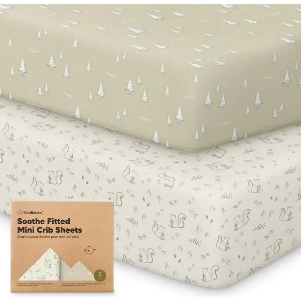 KEABABIES Soothe Fitted Mini Crib Sheet - Pine Grove