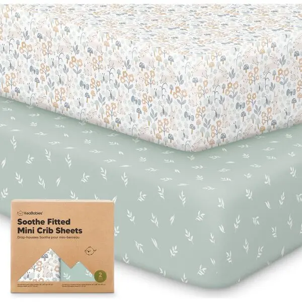 KEABABIES Soothe Fitted Mini Crib Sheet - Prairie