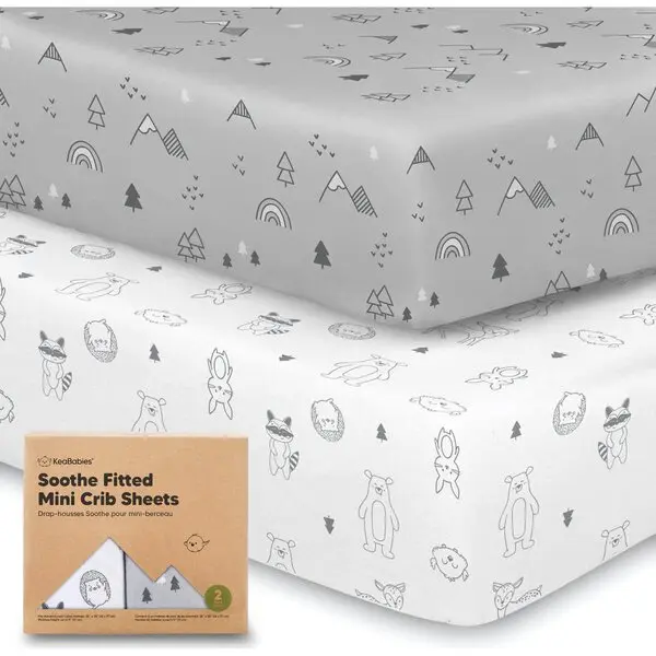 KEABABIES Soothe Fitted Mini Crib Sheet - Woodland