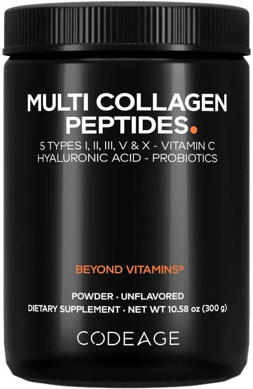 CODEAGE Multi Collagen Peptides + Probiotics Powder Supplement - White