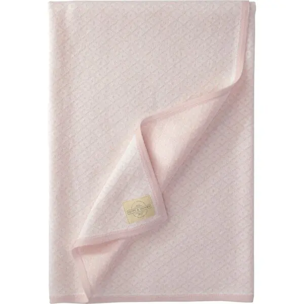 HOPE & HENRY Baby Jacquard Sweater Blanket - Rose With Rose Binding