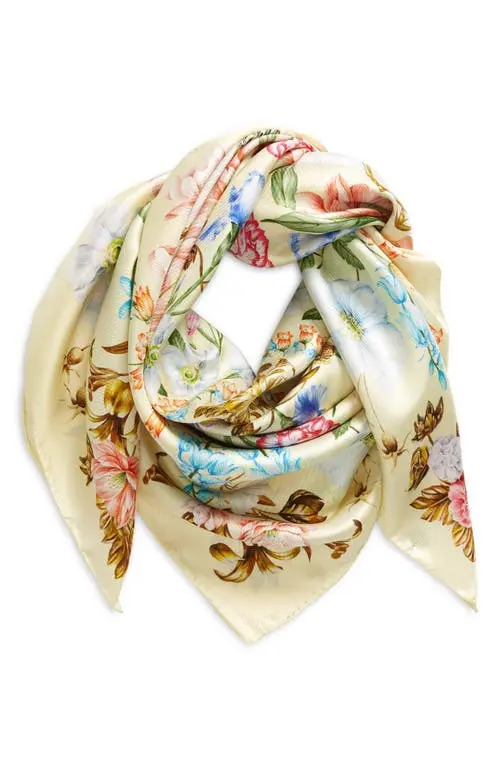 Echo Flourish Silk Square Scarf - Banana