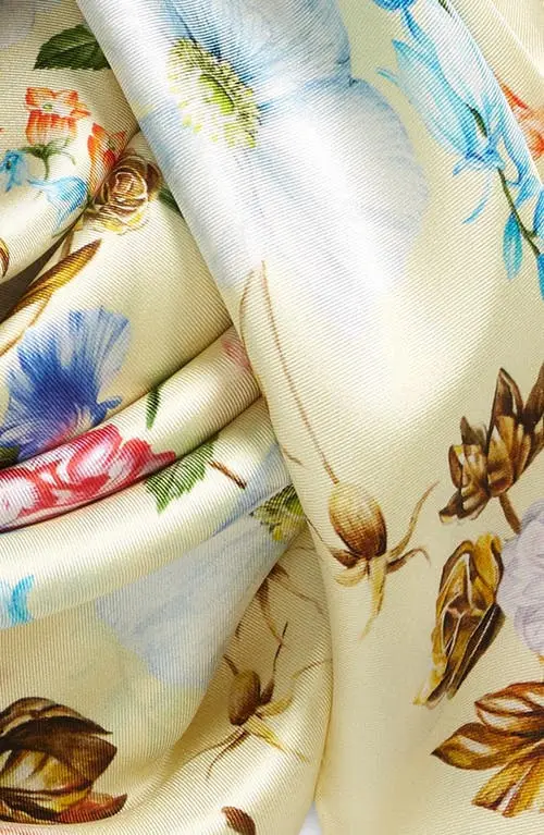 Echo Flourish Silk Square Scarf - Banana