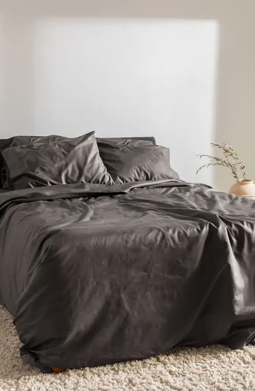 SIJO 400 Thread Count Crispcool Organic Cotton Percale Duvet Cover - Storm