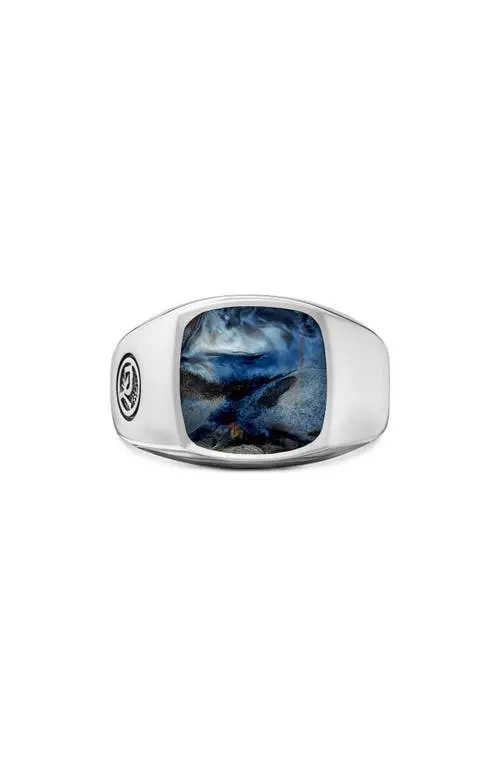 David Yurman Sterling Silver Signet Ring - Pietersite